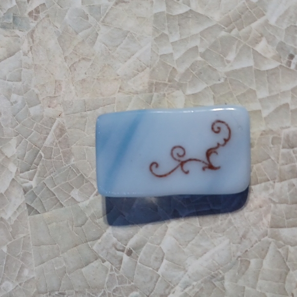 Jewelry | Vintage Blue Glass Rectangle Pendant | Poshmark